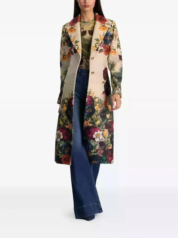 Alice + Olivia Joelle Floral Print Coat - Neutrals