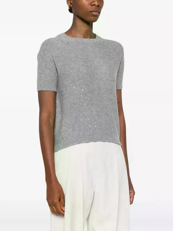 GRAN SASSO Sequin-embellished Top - Grey
