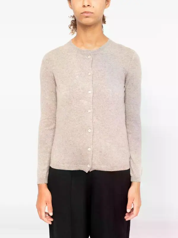 LA ROSE Button-fastening Cashmere Cardigan - Neutrals