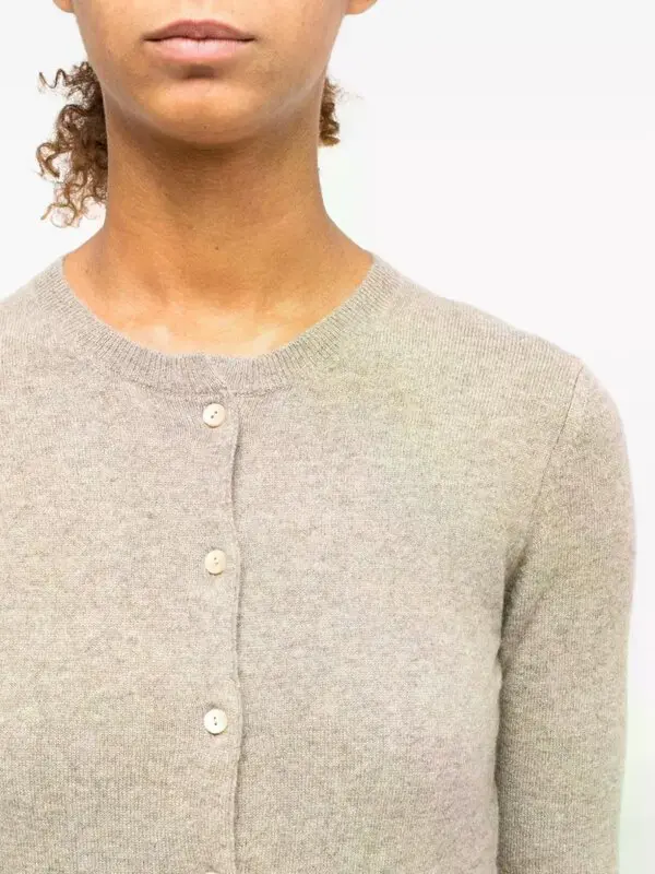LA ROSE Button-fastening Cashmere Cardigan - Neutrals