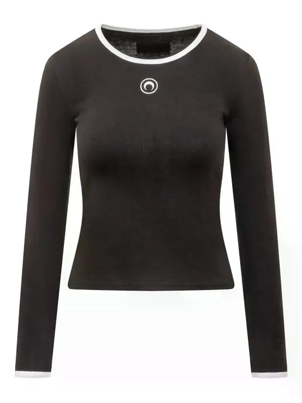 MARINE SERRE Moon-logo Long-sleeve T-shirt - Black