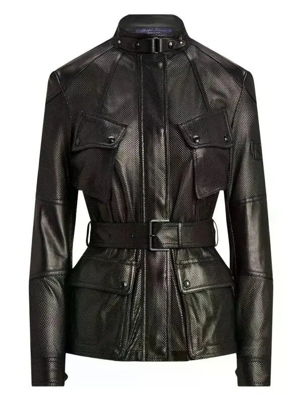 Ralph Lauren Belted Leather Jacket With Pockets