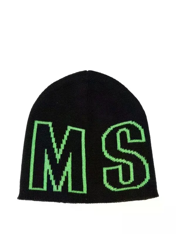 MSGM Intarsia-knit Logo Beanie - Black
