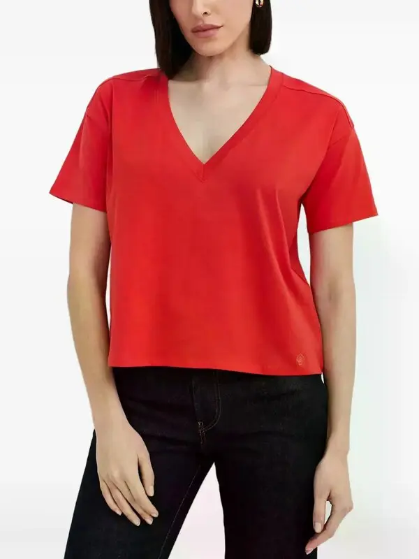 Loulou De Saison Short Sleeve V-neck T-shirt - Red