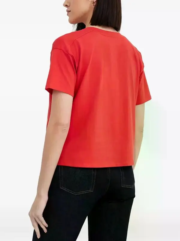 Loulou De Saison Short Sleeve V-neck T-shirt - Red