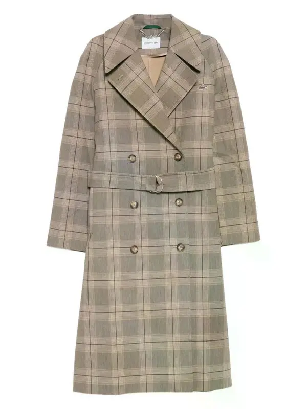 Lacoste Plaid Double-breasted Coat