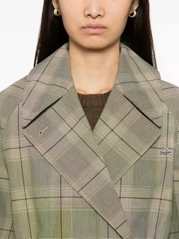 Lacoste Plaid Double-breasted Coat