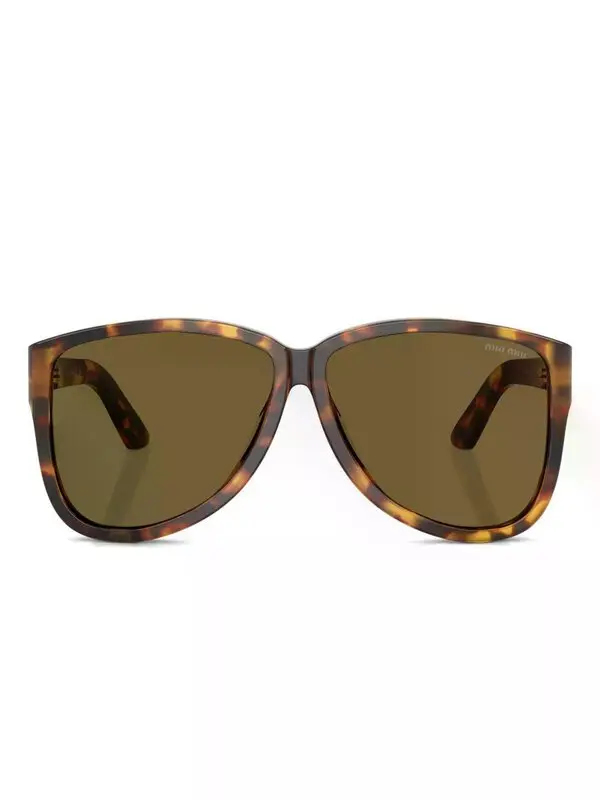 Miu Miu Tortoiseshell Sunglasses With Logo Plaque - Green