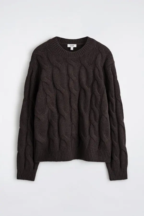 Cos Cable-knit Wool Crew-neck Sweater