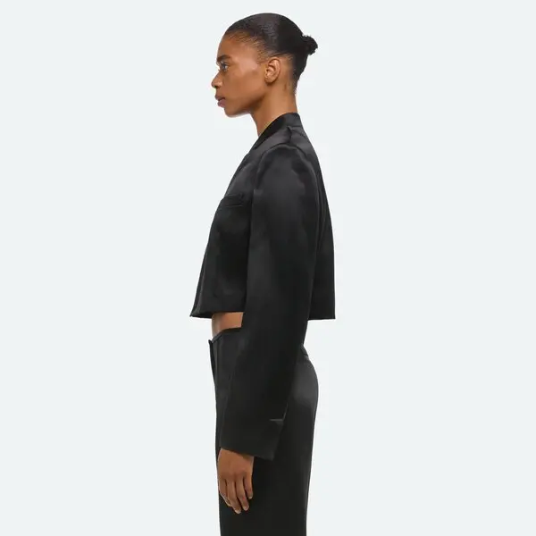 Helmut Lang Cropped Duchesse Satin Blazer