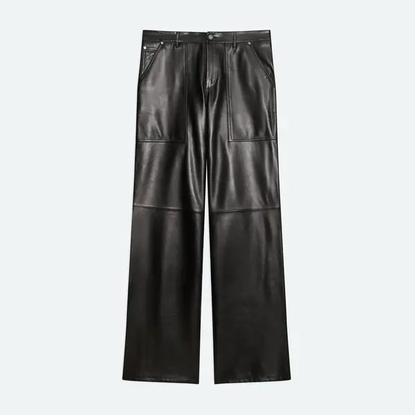 Helmut Lang Leather Utility Straight Leg Pants