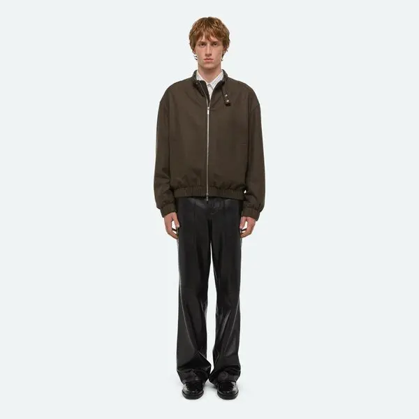 Helmut Lang Belted Wool Flannel Bomber Jacket