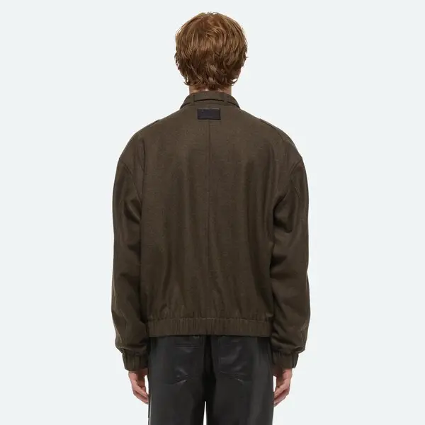 Helmut Lang Belted Wool Flannel Bomber Jacket