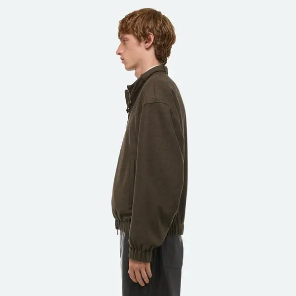 Helmut Lang Belted Wool Flannel Bomber Jacket
