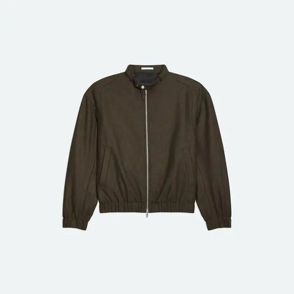 Helmut Lang Belted Wool Flannel Bomber Jacket