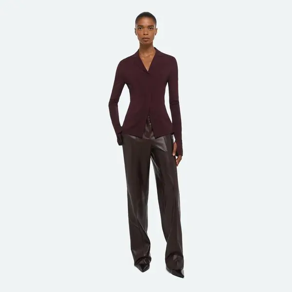 Helmut Lang Viscose Blazer Top - Mahogany