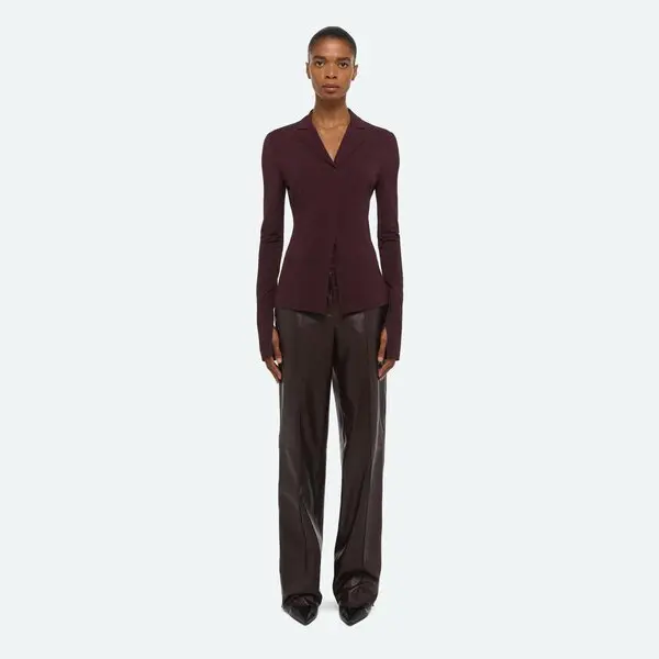 Helmut Lang Viscose Blazer Top - Mahogany