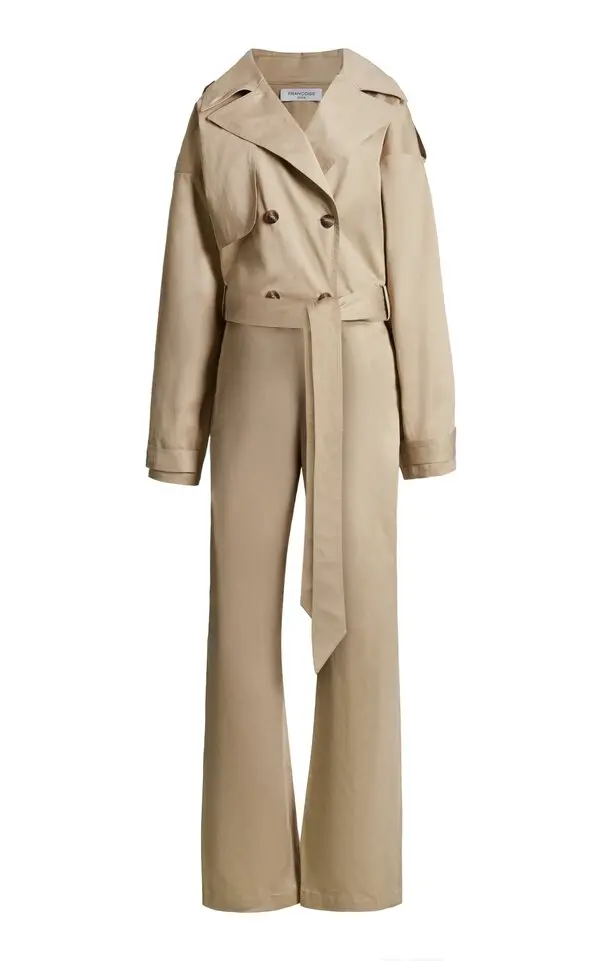 Françoise Wanda Bouffante-sleeve Cotton Jumpsuit - Khaki