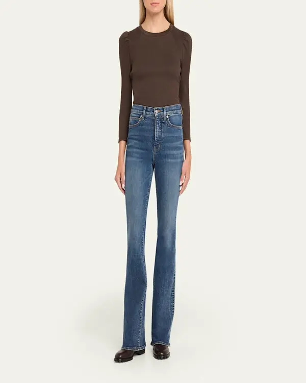 Veronica Beard Delano Puff-sleeve Top