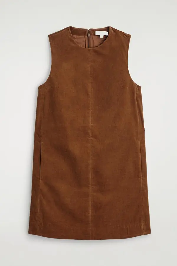 Cos Corduroy Mini Shift Dress - Brown