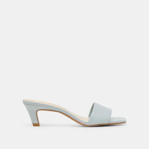 DOLCEVITA Rexa Kitten Heel Mules - Ice Blue Leather