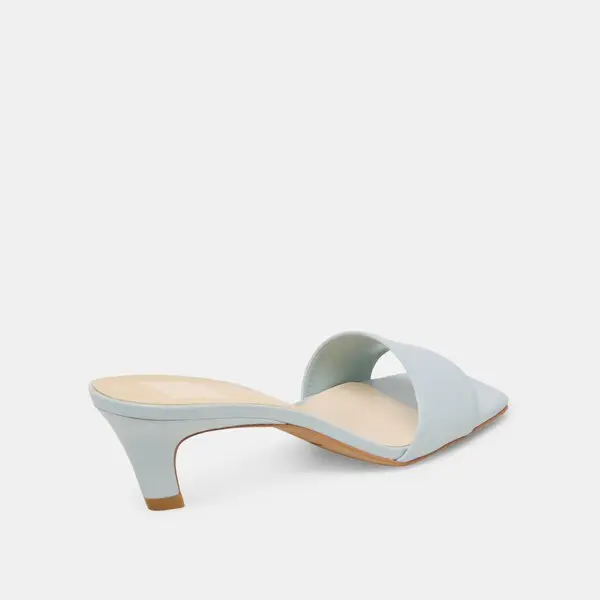 DOLCEVITA Rexa Kitten Heel Mules - Ice Blue Leather