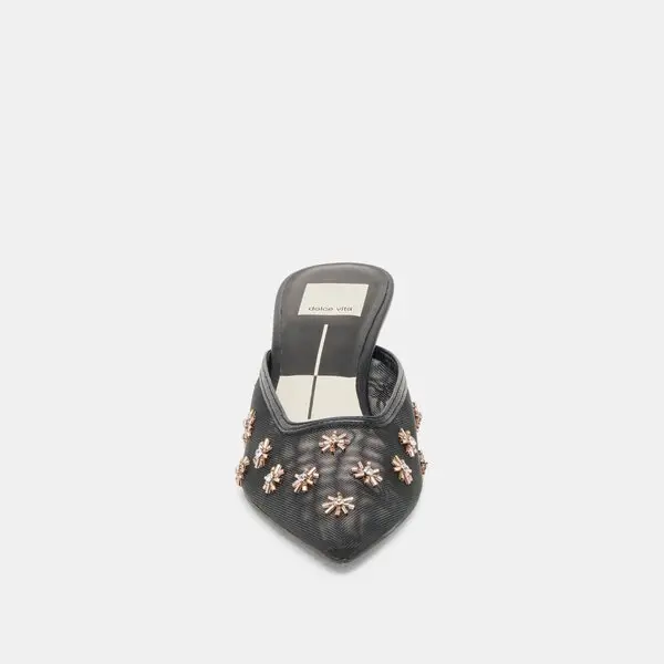 DOLCEVITA Clara Floral Kitten Mule - Black Mesh