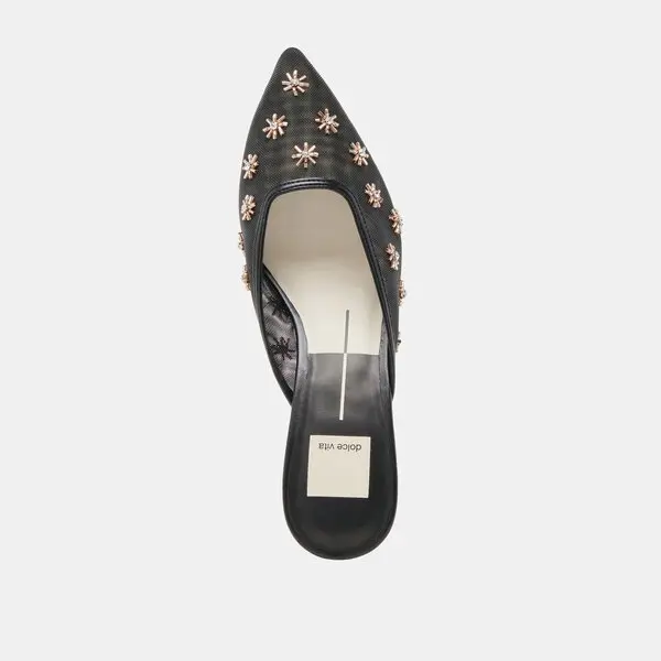 DOLCEVITA Clara Floral Kitten Mule - Black Mesh