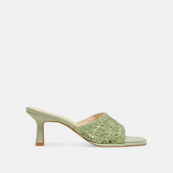 DOLCEVITA Maylah Raffia Macrame Kitten Heel Sandals
