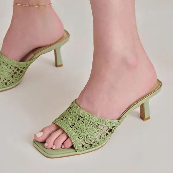 DOLCEVITA Maylah Raffia Macrame Kitten Heel Sandals