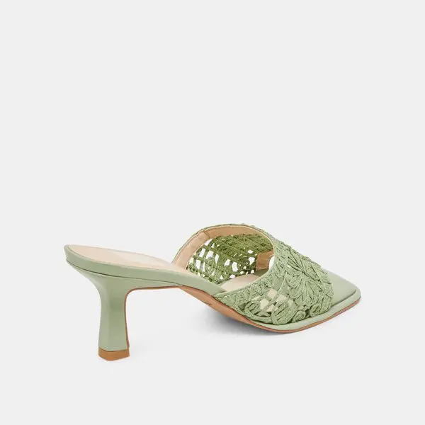 DOLCEVITA Maylah Raffia Macrame Kitten Heel Sandals