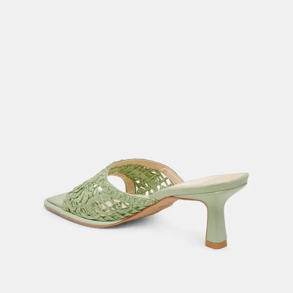 DOLCEVITA Maylah Raffia Macrame Kitten Heel Sandals