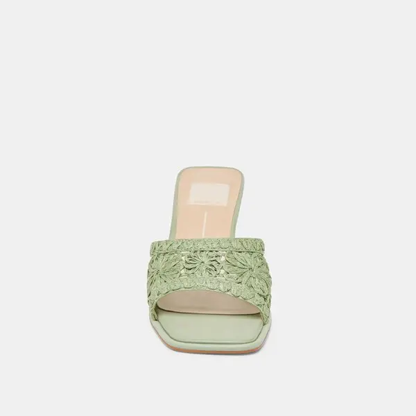 DOLCEVITA Maylah Raffia Macrame Kitten Heel Sandals