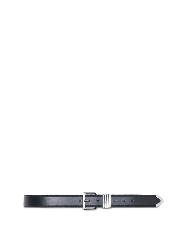 Maje Smooth Leather Belt - Black