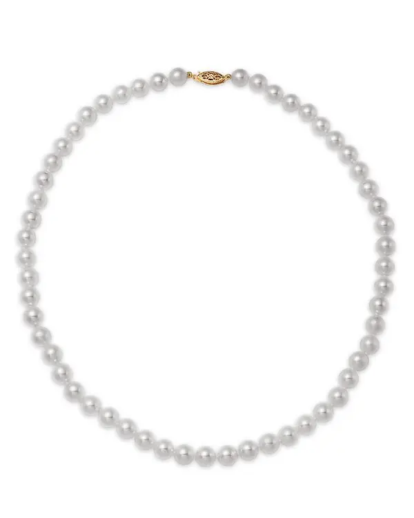 Bloomingdale'S Cultured Akoya Pearl Necklace In 14k Yellow Gold - White