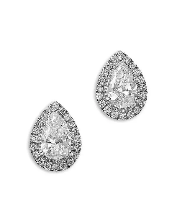 Bloomingdale'S Luxe Collection Lab Grown Diamond Pear Stud Earrings - White