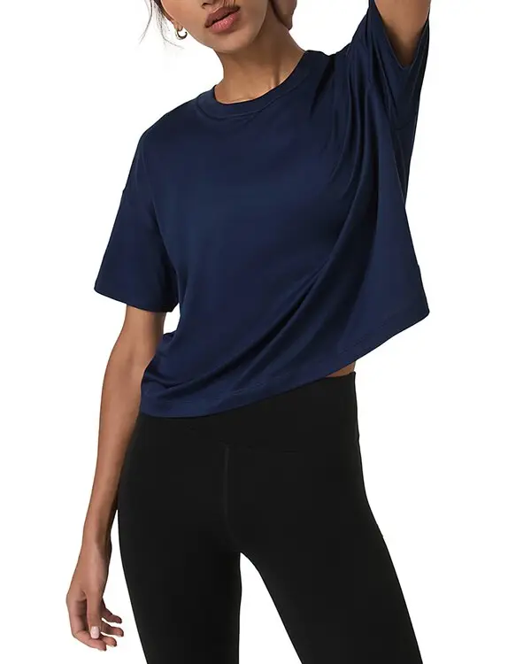 Vuori Energy Cropped T-shirt - Blue Coast