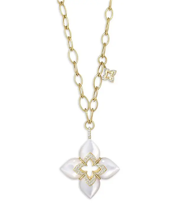 Roberto Coin 18k Yellow Venetian Princess Mother Of Pearl & Diamond Flower Pendant Necklace - Gold