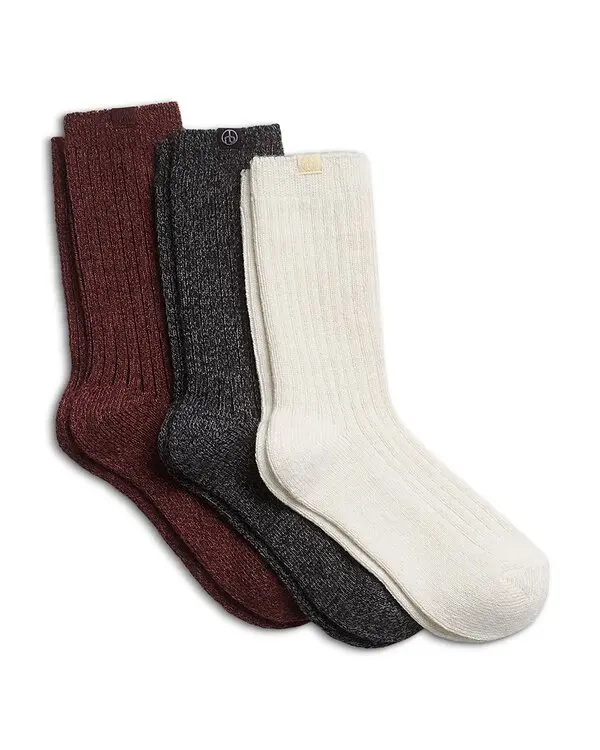 Rag & Bone Hiker Socks Set Of Three - Black Burgundy Ivory