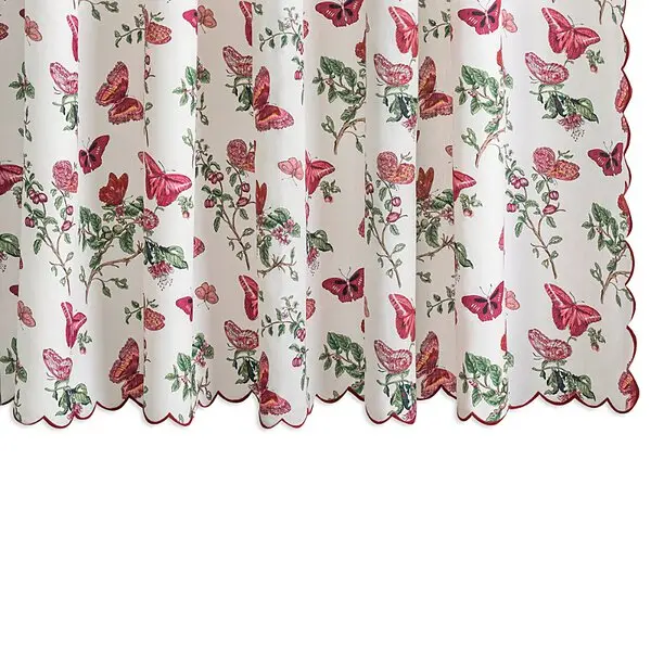 MATOUK Baudin Butterfly Linen Shower Curtain, 72w X 72l - Ruby