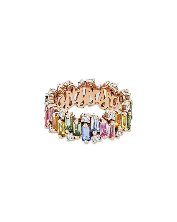 SUZANNE KALAN 18k Rainbow Sapphire And Diamond Eternity Band - Rose Gold