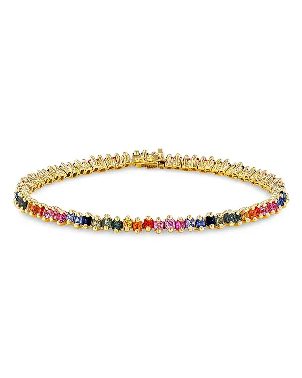 SUZANNE KALAN 18k Yellow Rainbow Sapphire Tennis Bracelet - Gold