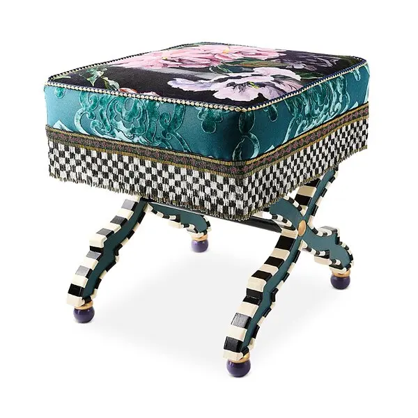 MACKENZIE-CHILDS Moonlight Garden Spill The Tea Accent Stool - Multi