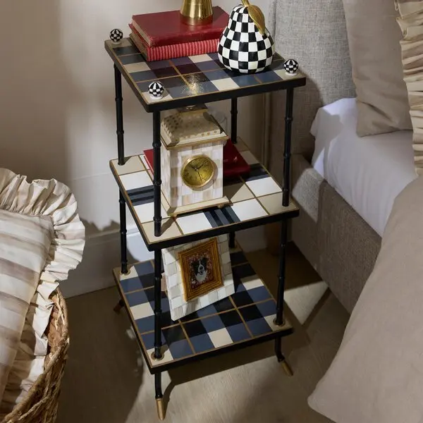 MACKENZIE-CHILDS Mad For Plaid 3 Tier Table