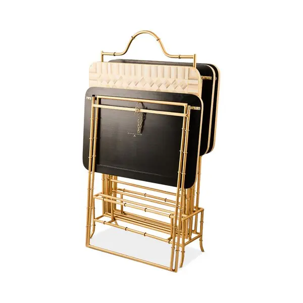 MACKENZIE-CHILDS Mocha Check Cocktail Trays, Set Of 4