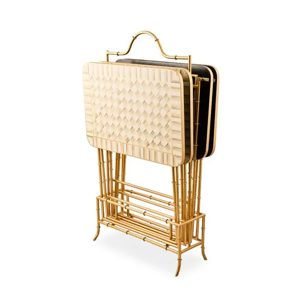 MACKENZIE-CHILDS Mocha Check Cocktail Trays, Set Of 4
