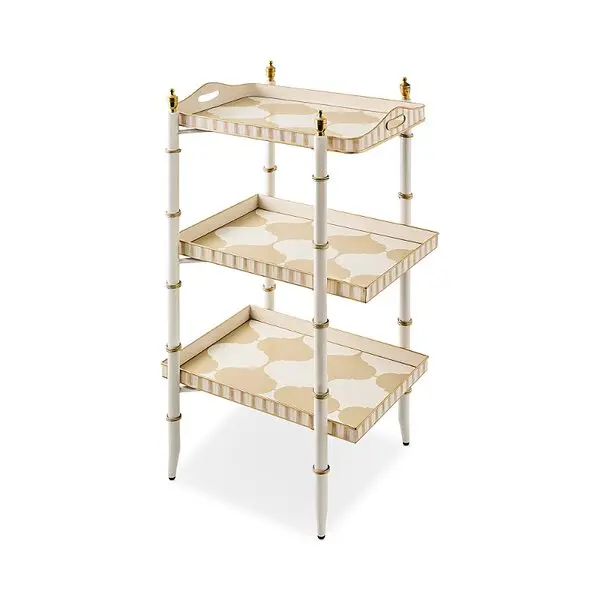 MACKENZIE-CHILDS Mocha 3 Tier Tray Table - Multi