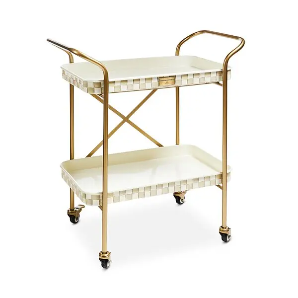 MACKENZIE-CHILDS Mocha Check 2 Tier Kitchen Cart - Multi