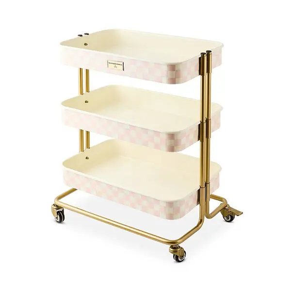 MACKENZIE-CHILDS Rosy Check 3 Tier Kitchen Cart - Multi