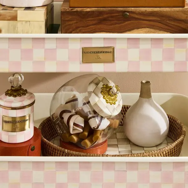 MACKENZIE-CHILDS Rosy Check 3 Tier Kitchen Cart